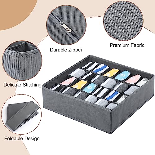 meekoo 12 Pack Sock Organizer for Drawer Underwear Organizer 24 Cell Sock Drawer Organizer Divider Foldable Cabinet Closet Organizers Underwear Drawer Organizer for Storing Socks Underwear Ties