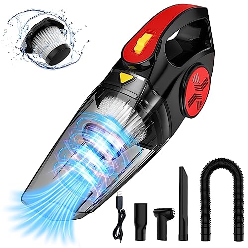 CSCL Handheld Vacuum Cordless Car Vacuum Cleaner, 120W High Power Rechargeable Handheld Car Vacuum with Strong Suction, Portable Wireless Hand Held Vacuum Cleaner Wet Dry for Car, Home, Pet Hair