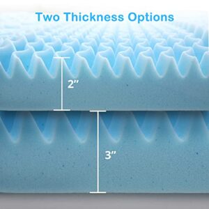 YUGYVOB 7-Zone Mattress Topper Queen, Cooling Gel Infused Mattress Topper, Egg Crate Foam Mattress, CertiPUR-US Certified, 2-Inch (60 * 80 Inch) Blue