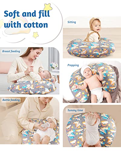 DF DUALFERV Nursing Baby Pillow Support Breastfeeding Pillow Infant Removable Cover Feeding Baby Pillow Washable Soft Snug Cotton Fits on Comfortable