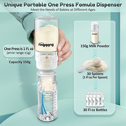 Bubblbay Portable Baby Formula Dispenser On The Go One-Press Formula Container for Travel & Night Feeding Easy Clean Baby Milk Powder Dispenser