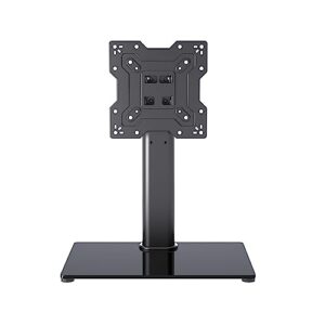 xinlei universal tv stand base, table top tv stand for 17-43 inch lcd/led tvs, height adjustable monitor mount stand with tempered glass base holds up to 88lbs vesa 200x200mm, ts103