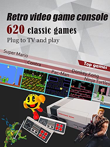 SFABF Classic Edition Mini Retro Game Console,AV Output Plug & Play Classic Mini Video Games, Built-in 620 Games with 2 Classic Controllers, Birthday Gifts Choice for Children/Adults