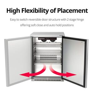 Frostronics 24 Inch 168 Cans Outdoor Beverage Refrigerator, 5.47 cu. ft. Built-in Beverage Cooler with Easy-Swap Reversible Door, 26°F Outdoor Beverage Fridge, SUS304, Lockable, ETL & NSF7 Certified