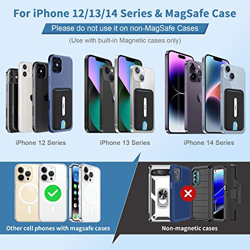 Senose Magnetic Wallet Compatible for Magsafe, Silicone Phone Card Holder Compatible for iPhone 14 Pro Max/14 Pro/14 Plus/14/13 Pro max/13 Pro/13/12 Pro Max/12 Pro/12 and Mag Safe Case, Black