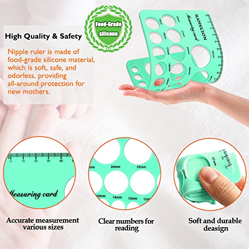 2pcs Nipple Rulers for Flange Sizing Measurement Tool with Silicone& Soft Flange Size Measure for Nipples, 1pcs Soft Ruler, 5pcs Disposable Nursing Pads-Super Absorbent&Comfortable, 8pcs Sets