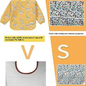 YKVOSAR Allover Print Full Coverage Toddler Baby Bibs Waterproof Recycle Bibs with Pocket Baby Feeding Bibs 2 Pack Washable Oeko Baby Bibs for Eating,Baby Food Bibs for 6-36 Months(Yellow Giraffe L)Pattern Travel Bib Fold up to a Small Size Easy to Clean