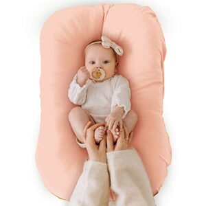 Max&So Baby Lounger Cover for Newborn - Cotton Infant Lounger Pillow Cover Removable Design - Soft Cotton Slipcover for Newborn Lounger Pillow - Baby Nest Cover - Pink - Cover Only