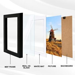 HappyHapi 4x6 Picture Frame 5 Pack Photo Picture Frame with Real Glass for Wall or Tabletop Display Decor 4x6 Frames Collage for Photos/Artwork/Paintings (Black)