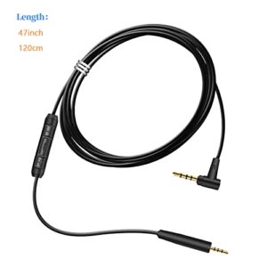 BINGLE Replacement Headphone Aux Cord for Bose QC35II QC35 QC25 QC45, Bose QuietComfort 35 35II 25 On-Ear 2 OE2 OE2i Headphones Audio Cable Wire Replacement with Inline Mic Volume Control, Black