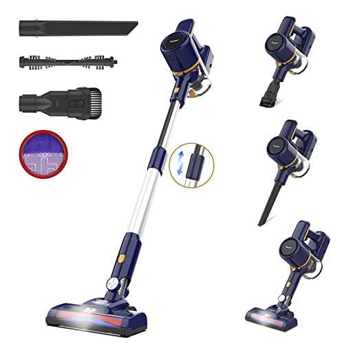 POWEART Cordless Vacuum Cleaner, 6 in 1 Multifunction Cordless Stick Vacuum, 2200mAh Vacuum Cleaner Rechargeable, Lightweight Vacuum Cleaner Hardwood Floor Pet Hair Home - Telescopic