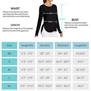 BALEAF Women's Sun Shirts UPF 50+ Long Sleeve Hiking Tops Lightweight Quick Dry UV Protection Outdoor Clothing Black L