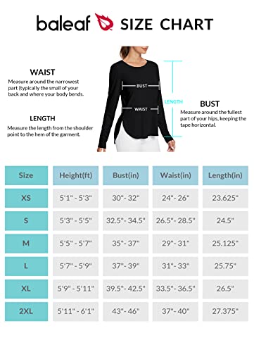 BALEAF Women's Sun Shirts UPF 50+ Long Sleeve Hiking Tops Lightweight Quick Dry UV Protection Outdoor Clothing Black L