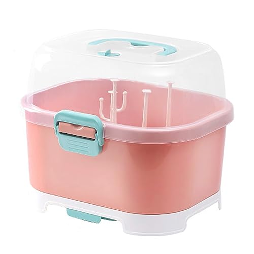 Baby Bottle Holder, Portable Large Capacity Toddler Bottles Storage Box with Lid Cover Anti-Dust Protection and Cutlery Storage Baby Bottle Drying Rack for Baby at Home Kitchen Travel Outdoors(2#)