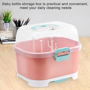 Baby Bottle Holder, Portable Large Capacity Toddler Bottles Storage Box with Lid Cover Anti-Dust Protection and Cutlery Storage Baby Bottle Drying Rack for Baby at Home Kitchen Travel Outdoors(2#)