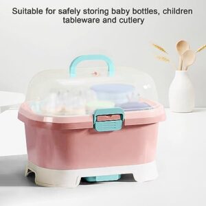 Baby Bottle Holder, Portable Large Capacity Toddler Bottles Storage Box with Lid Cover Anti-Dust Protection and Cutlery Storage Baby Bottle Drying Rack for Baby at Home Kitchen Travel Outdoors(2#)