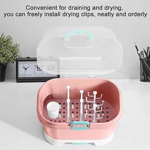 Baby Bottle Holder, Portable Large Capacity Toddler Bottles Storage Box with Lid Cover Anti-Dust Protection and Cutlery Storage Baby Bottle Drying Rack for Baby at Home Kitchen Travel Outdoors(2#)