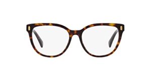 ralph by ralph lauren women's ra7153 oval prescription eyewear frames, shiny dark havana/demo lens, 53 mm