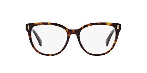 Ralph by Ralph Lauren Women's RA7153 Oval Prescription Eyewear Frames, Shiny Dark Havana/Demo Lens, 53 mm