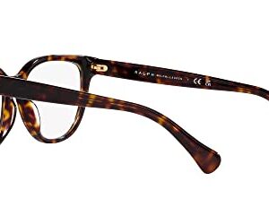 Ralph by Ralph Lauren Women's RA7153 Oval Prescription Eyewear Frames, Shiny Dark Havana/Demo Lens, 53 mm