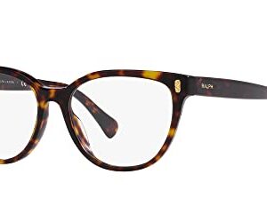 Ralph by Ralph Lauren Women's RA7153 Oval Prescription Eyewear Frames, Shiny Dark Havana/Demo Lens, 53 mm