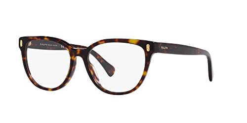 Ralph by Ralph Lauren Women's RA7153 Oval Prescription Eyewear Frames, Shiny Dark Havana/Demo Lens, 53 mm