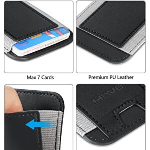 Phone Card Holder, Premium Leather Phone Wallet Stick On, Strong Adhesive Cell Phone Pocket Credit Card Holder for Phone Compatible with iPhone, Samsung & Most Smartphones, Fit 7 Cards, Black, 1 Pack