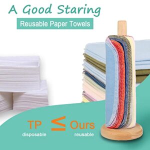 Liengoron 72PCS Reusable Paper Towels Washable Roll with 1PCS Paper Towel Holder Reusable Cloth Paper Towels Washable Absorbent Reusable Paper Towel Replacement Cloth