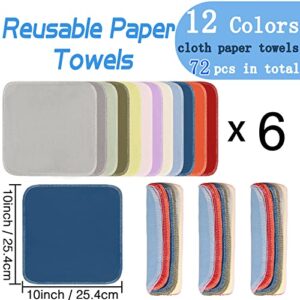 Liengoron 72PCS Reusable Paper Towels Washable Roll with 1PCS Paper Towel Holder Reusable Cloth Paper Towels Washable Absorbent Reusable Paper Towel Replacement Cloth