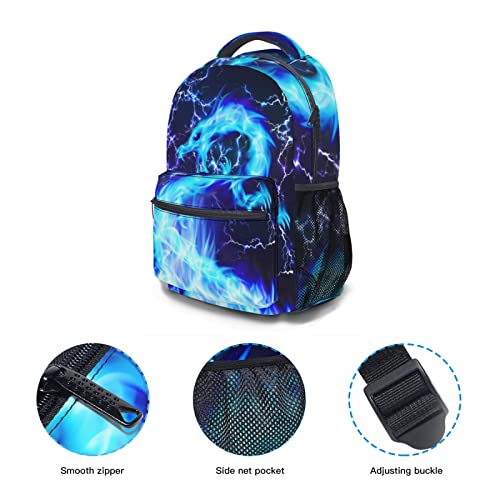 Blue Dragon Backpack Cool Lighting Bookbag for Kids Teen Girls Boys Back to School Gifts for 2nd 3rd 4th 5th 6th Grade