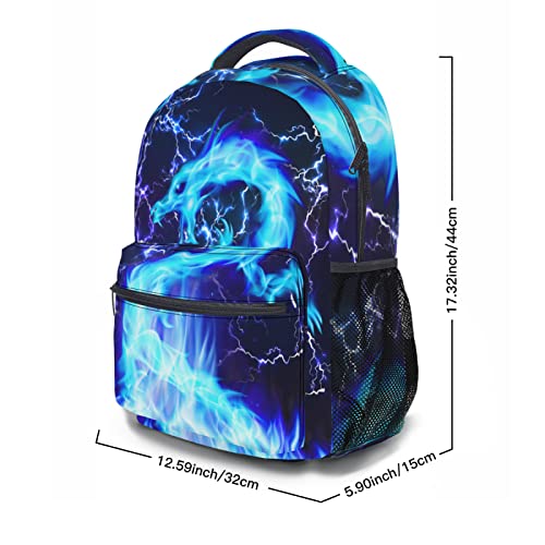 Blue Dragon Backpack Cool Lighting Bookbag for Kids Teen Girls Boys Back to School Gifts for 2nd 3rd 4th 5th 6th Grade