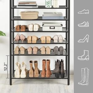 MAHANCRIS 10-Tier Shoe Rack, Shoe Organizer for Closet, Entryway, Large Capacity Shoe Shelf, for 36-40 Pairs of Shoes, Stable Sturdy, Shoe Storage with 9 Metal Mesh Shelves, Rustic Brown SRHR1101Z