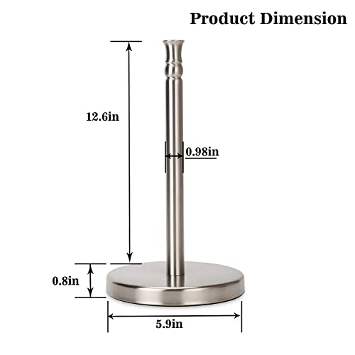 Sfemn Paper Towel Holder Countertop, Weighted Base for One-Handed Tear, Free Standing Paper Towel Holder Stand, Stainless Steel Paper Towel Dispenser for Kitchen Countertop (Brushed Nickel -1)