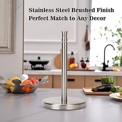 Sfemn Paper Towel Holder Countertop, Weighted Base for One-Handed Tear, Free Standing Paper Towel Holder Stand, Stainless Steel Paper Towel Dispenser for Kitchen Countertop (Brushed Nickel -1)