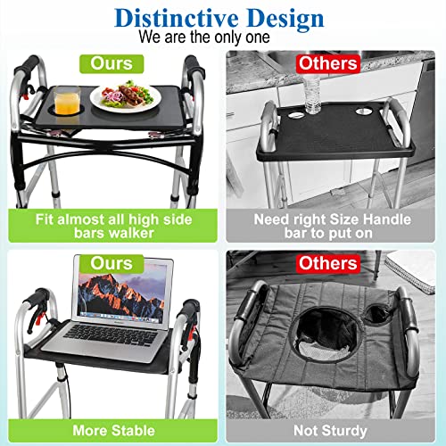 Dotday Walker Tray with Cup Holder, Universal Walker Tray Table for Standard Folding Walker, Mobility Walker Accessories Walker Table, Walker Tray, Medical Equipment for Senior-Black