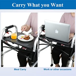 Dotday Walker Tray with Cup Holder, Universal Walker Tray Table for Standard Folding Walker, Mobility Walker Accessories Walker Table, Walker Tray, Medical Equipment for Senior-Black