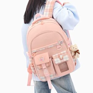 BEFUNIRISE Backpack for School Girls Bookbag Cute Bag College Middle High Elementary 18 Inch School Backpack for Teen Girls (Pink, Large)