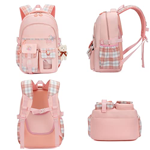 BEFUNIRISE Backpack for School Girls Bookbag Cute Bag College Middle High Elementary 18 Inch School Backpack for Teen Girls (Pink, Large)