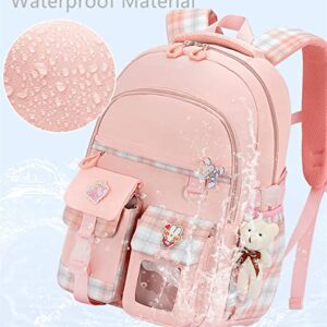 BEFUNIRISE Backpack for School Girls Bookbag Cute Bag College Middle High Elementary 18 Inch School Backpack for Teen Girls (Pink, Large)