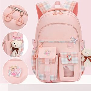 BEFUNIRISE Backpack for School Girls Bookbag Cute Bag College Middle High Elementary 18 Inch School Backpack for Teen Girls (Pink, Large)