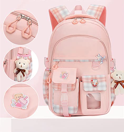 BEFUNIRISE Backpack for School Girls Bookbag Cute Bag College Middle High Elementary 18 Inch School Backpack for Teen Girls (Pink, Large)