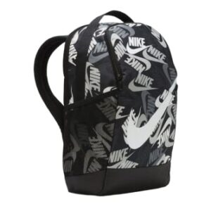 NIKE SPORTSWEAR BRASILIA BACKPACK CU8962-010 18L Black/Glossy White, 18 x 12 x 5 in, Black/Glossy White, 45 x 30 x 12 cm