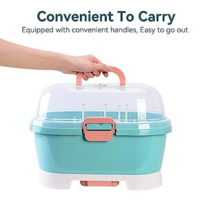 HERCHR Baby Bottle Drying Rack Storage, Large Nursing Bottle Storage Box Organizer Portable Nursing Cutlery Box Container with Cover(Green)