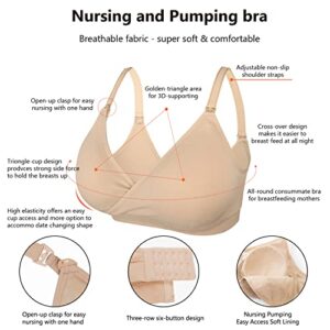 4HOW Pumping Bra Hands-Free, Breast Pump Bra,Nursing Bras for Breastfeeding,Adjustable Breast-Pumps Holding and Nursing Bra