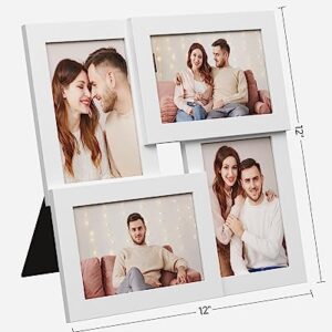 SONGMICS 4x6 Collage Picture Frames, Family Photo Collage Frame Set of 4 for Wall Decor, Glass Front, Wall Hanging or Tabletop, White