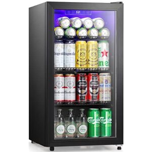 antarctic star 3.1cu.ft, cabinet beverage cooler/refrigerator - 105 can soda or beer mini fridge, small wine cellar for home and bar,compact drink cooler,electronic temperature control, black