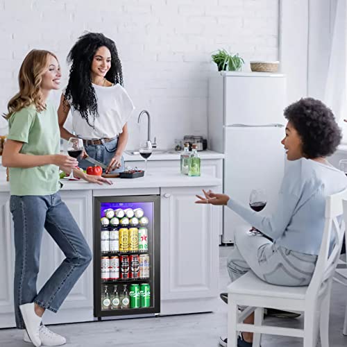 Antarctic Star 3.1Cu.Ft, Cabinet Beverage Cooler/Refrigerator - 105 Can Soda or Beer Mini Fridge, Small Wine Cellar for Home and Bar,Compact Drink Cooler,Electronic Temperature Control, Black