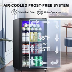 Antarctic Star 3.1Cu.Ft, Cabinet Beverage Cooler/Refrigerator - 105 Can Soda or Beer Mini Fridge, Small Wine Cellar for Home and Bar,Compact Drink Cooler,Electronic Temperature Control, Black