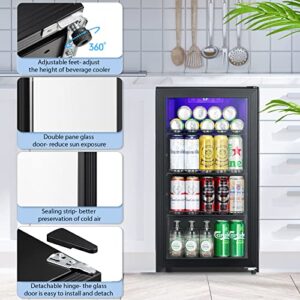 Antarctic Star 3.1Cu.Ft, Cabinet Beverage Cooler/Refrigerator - 105 Can Soda or Beer Mini Fridge, Small Wine Cellar for Home and Bar,Compact Drink Cooler,Electronic Temperature Control, Black