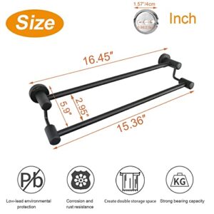 TocTen Double Bath Towel Bar - Thicken SUS304 Stainless Steel Towel Rack for Bathroom, Bathroom Accessories Double Towel Rod Heavy Duty Wall Mounted Towel Holder (Matte Black, 16 in)